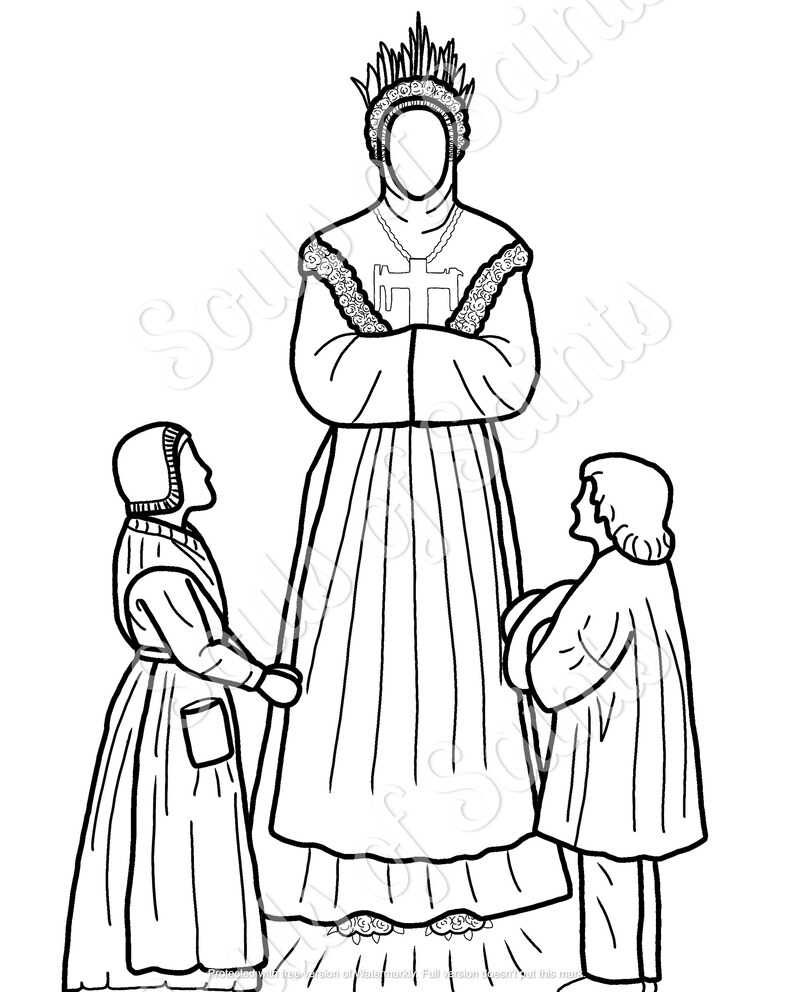 Black and White Mary Line Drawings Version 2 Set of 5 - Etsy