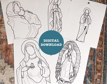 Virgin Mary Line Drawing - Etsy Australia