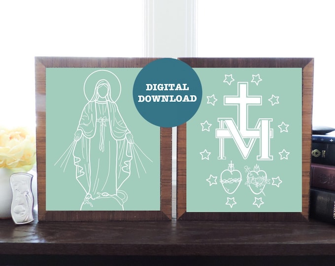 Miraculous Medal Set of 2 Minimalist Prints (DIGITAL DOWNLOAD) - Etsy