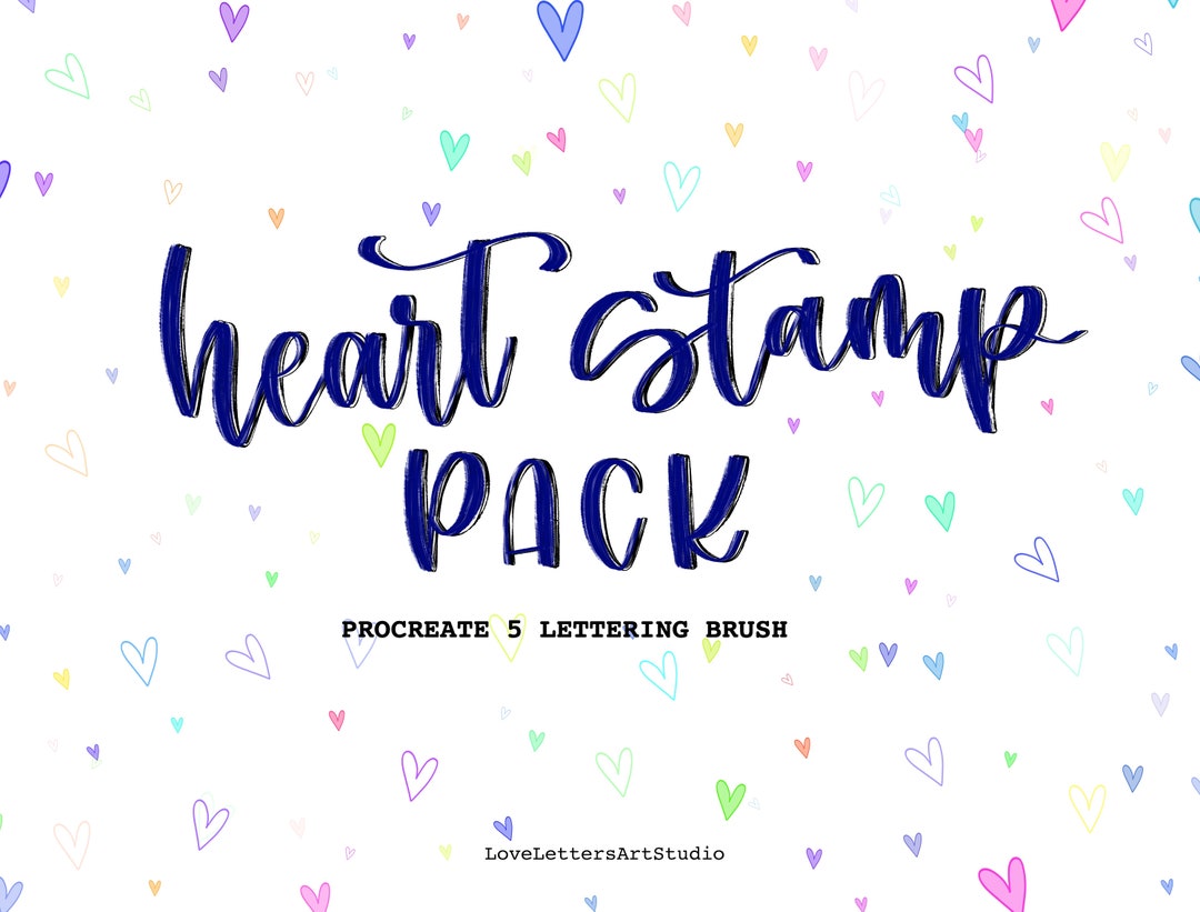 Heart Stamp Procreate Brush Pack | Procreate Lettering Brushes ...