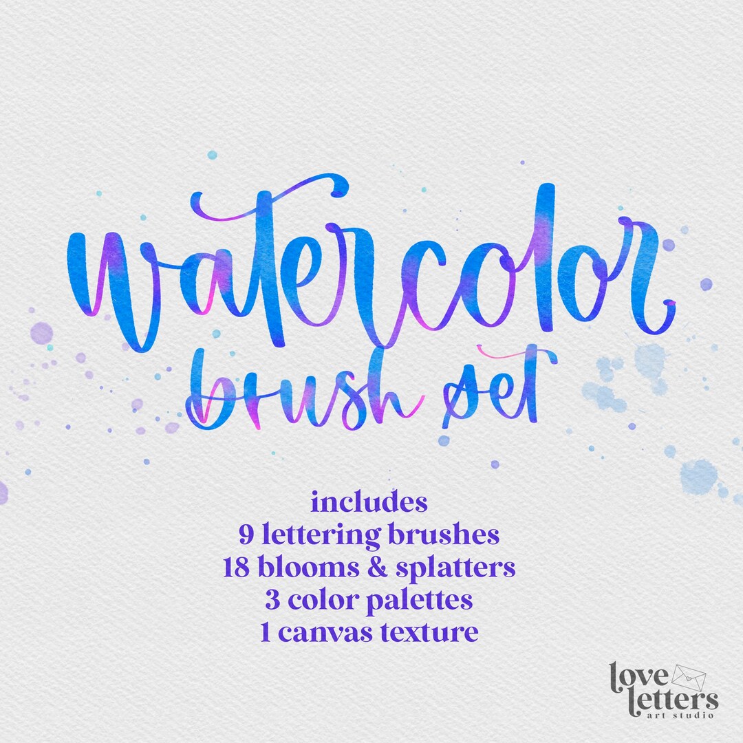 Watercolor Lettering Brush Set Pack | Procreate Lettering Brush Pack ...