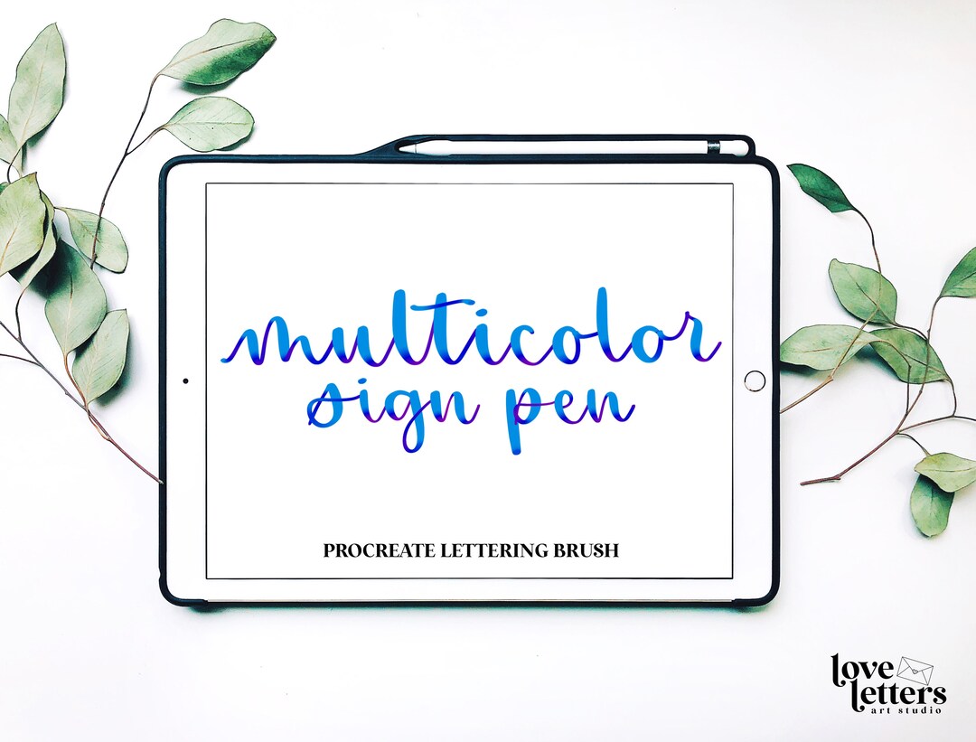 Multicolor Sign Pen | Procreate Lettering Brushes | Procreate Brush ...