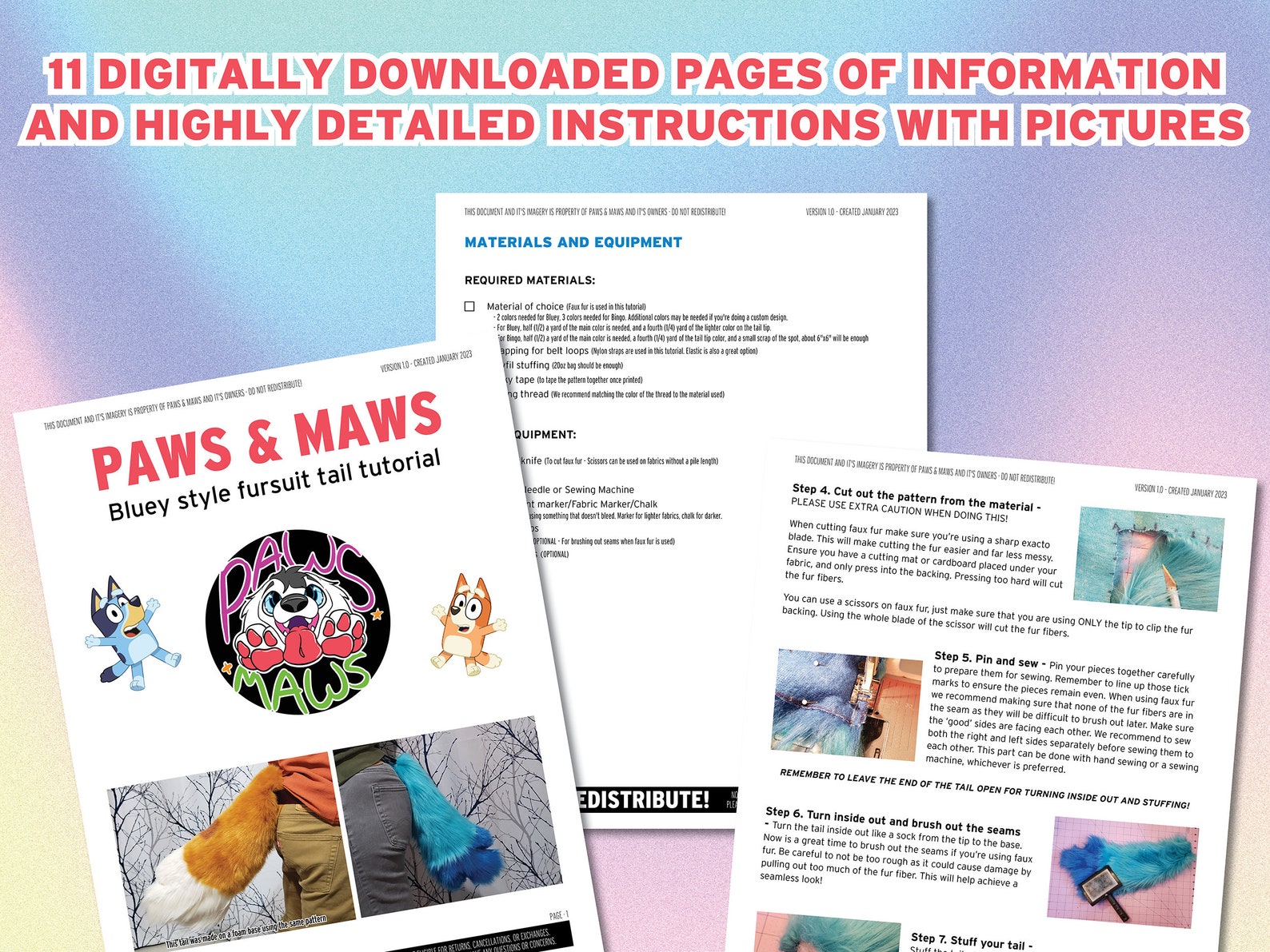 PDF Pattern Download Bluey Style Cosplay Cartoon Dog Fursuit - Etsy