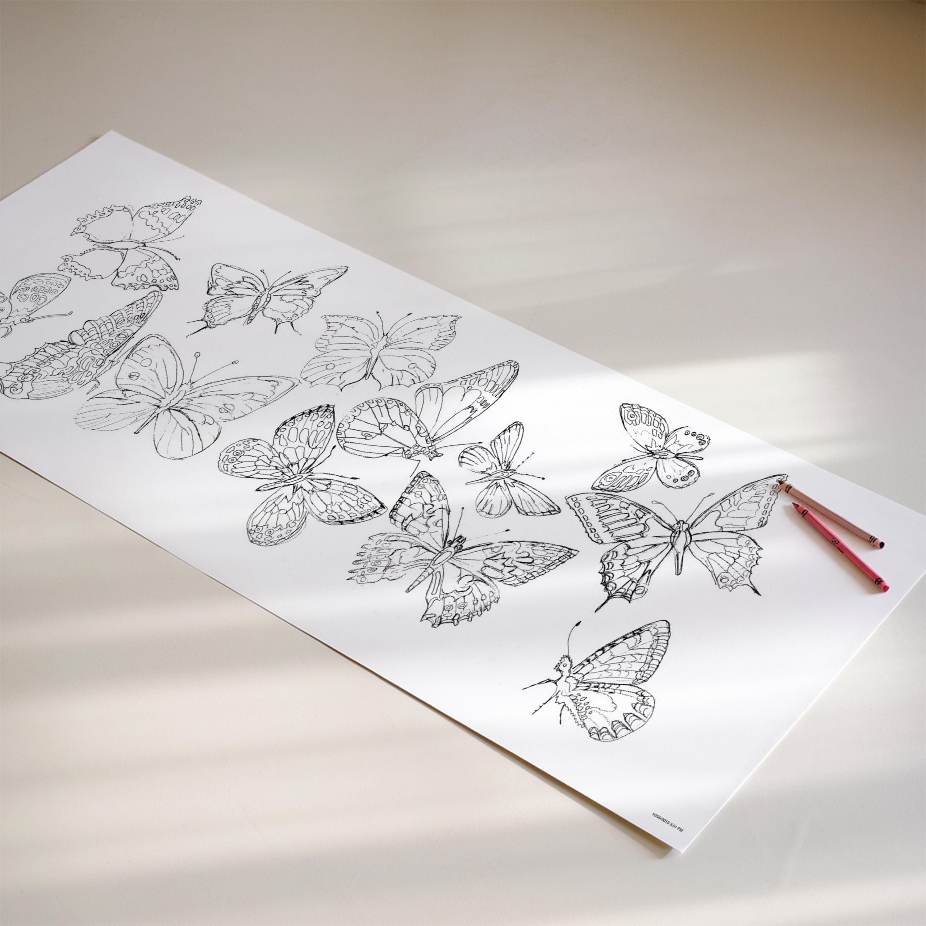 Printable Butterfly Coloring Poster | Relaxing Adult and Kids Activity ...