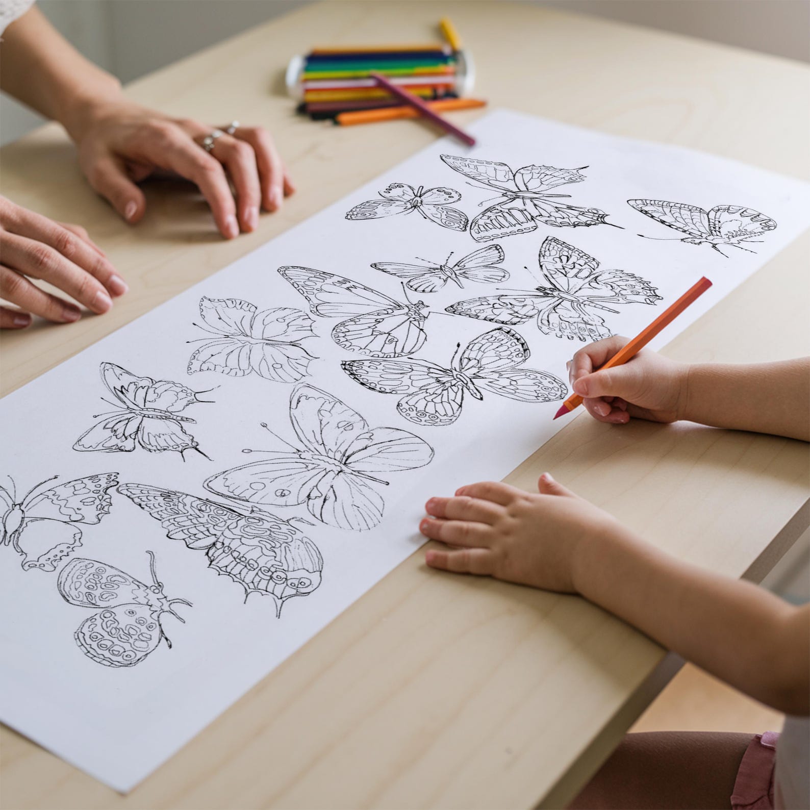 Butterfly Coloring Poster | Relaxing Adult and Kids Activity | Family ...