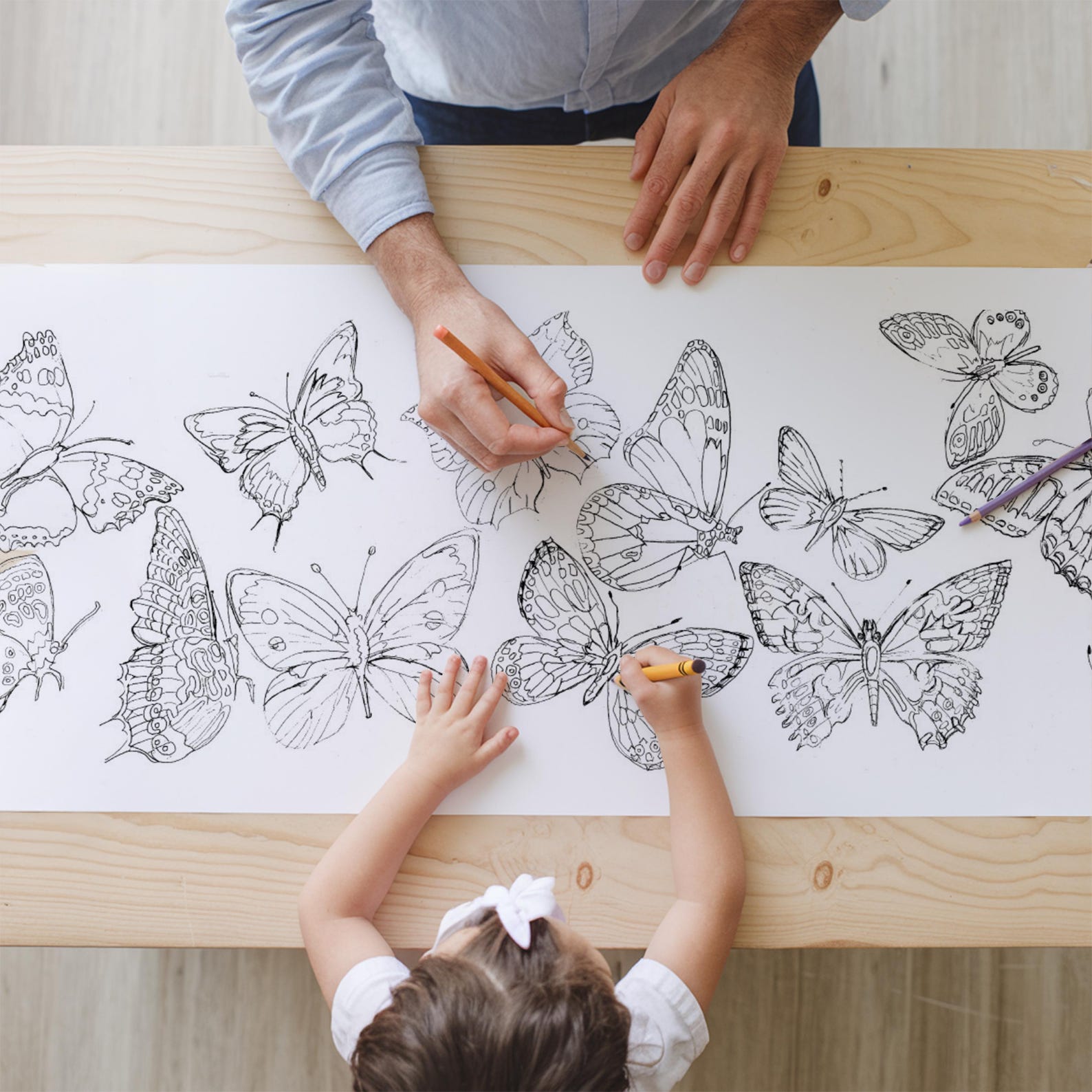 Printable Butterfly Coloring Poster | Relaxing Adult and Kids Activity ...