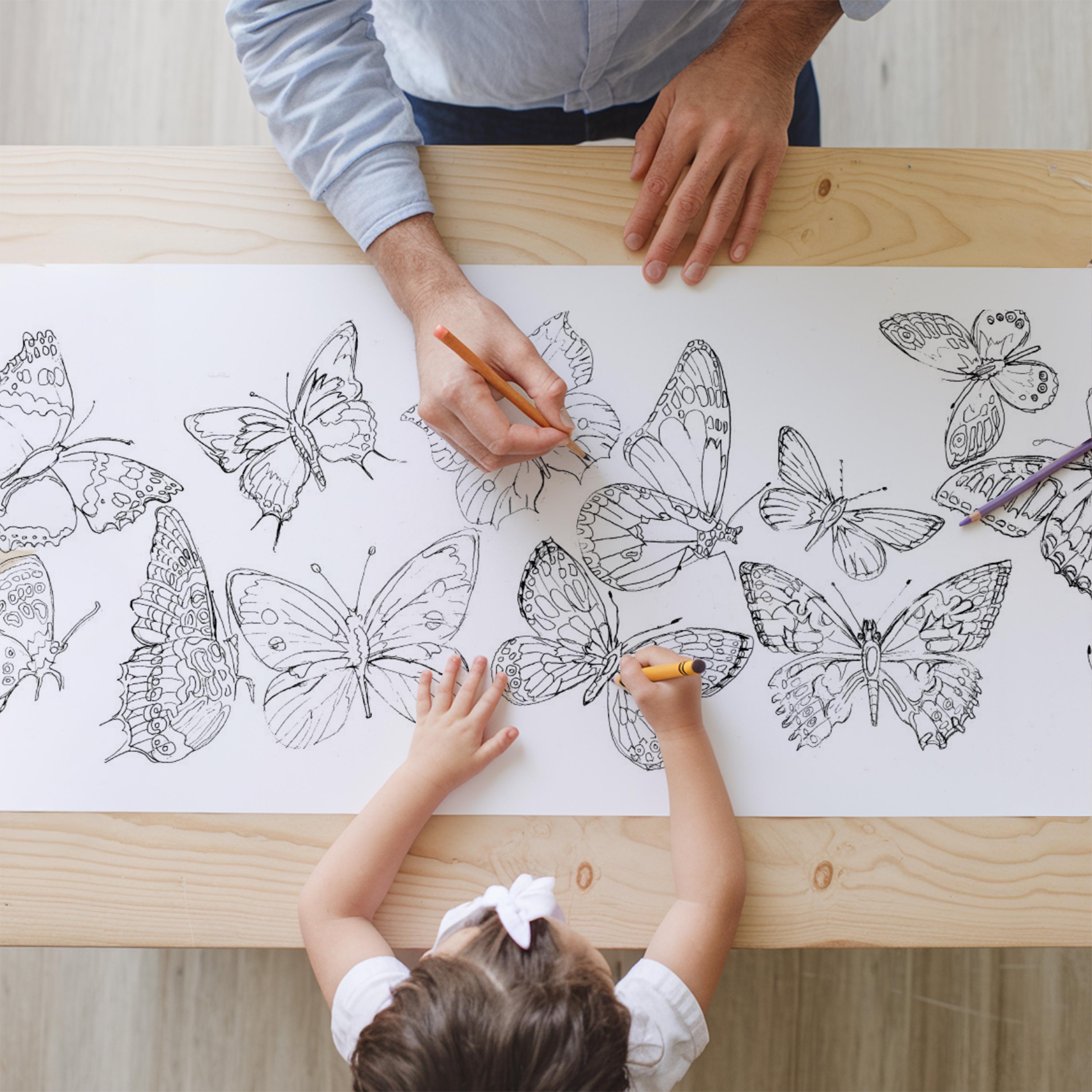 Printable Butterfly Coloring Poster | Relaxing Adult and Kids Activity ...