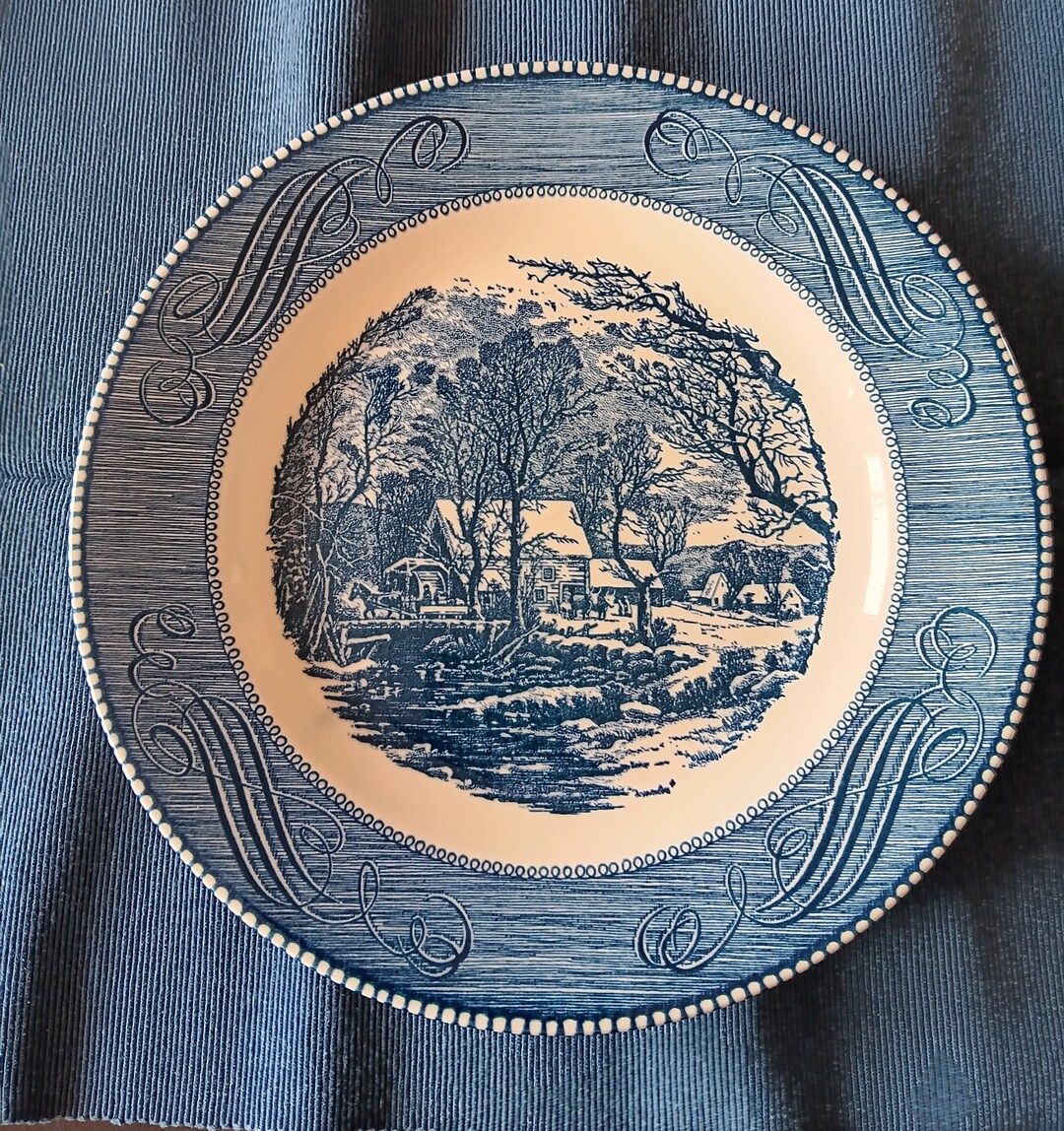 One Vintage Currier and Ives Dinner Plate the Old Grist Mill Pattern ...