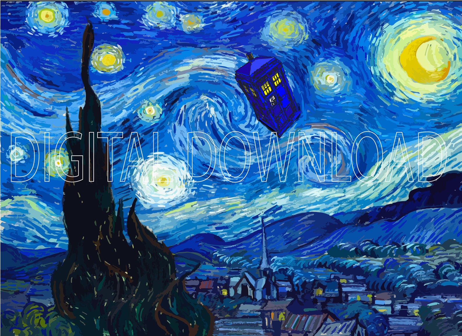 Dr Who in Starry Night Downloadable Print - Etsy