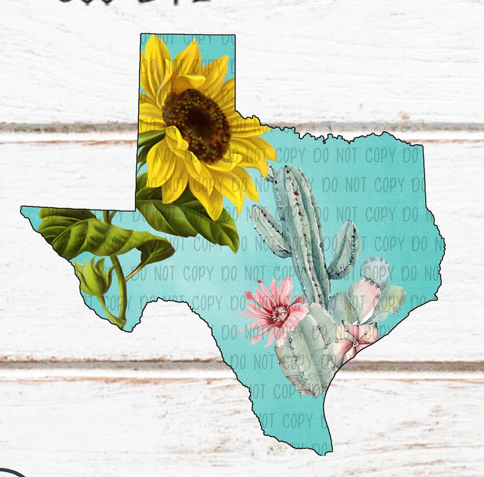 Turquoise Texas Cactus Sunflower - SVG - PNG - Clipart - Digital ...