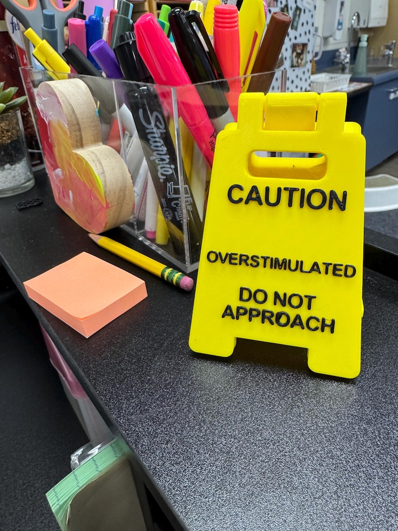 Caution Overstimulated Desk Sign - Etsy