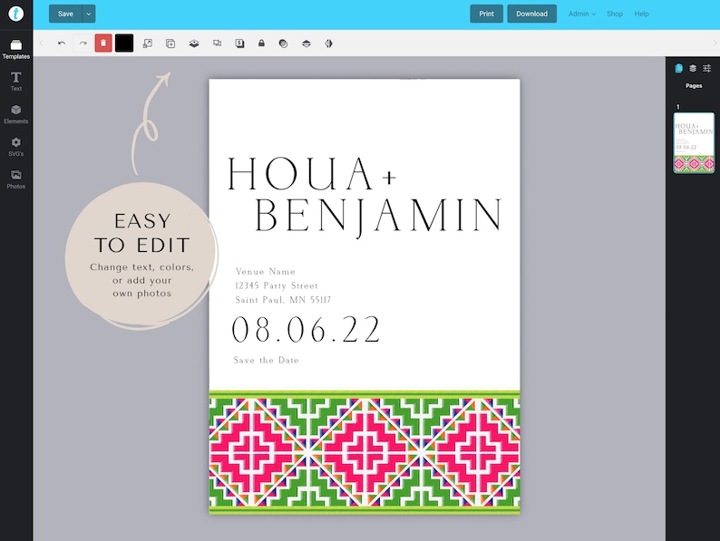 Classic Vibrant Hmong | Wedding Invitation Template, Hmong Wedding ...