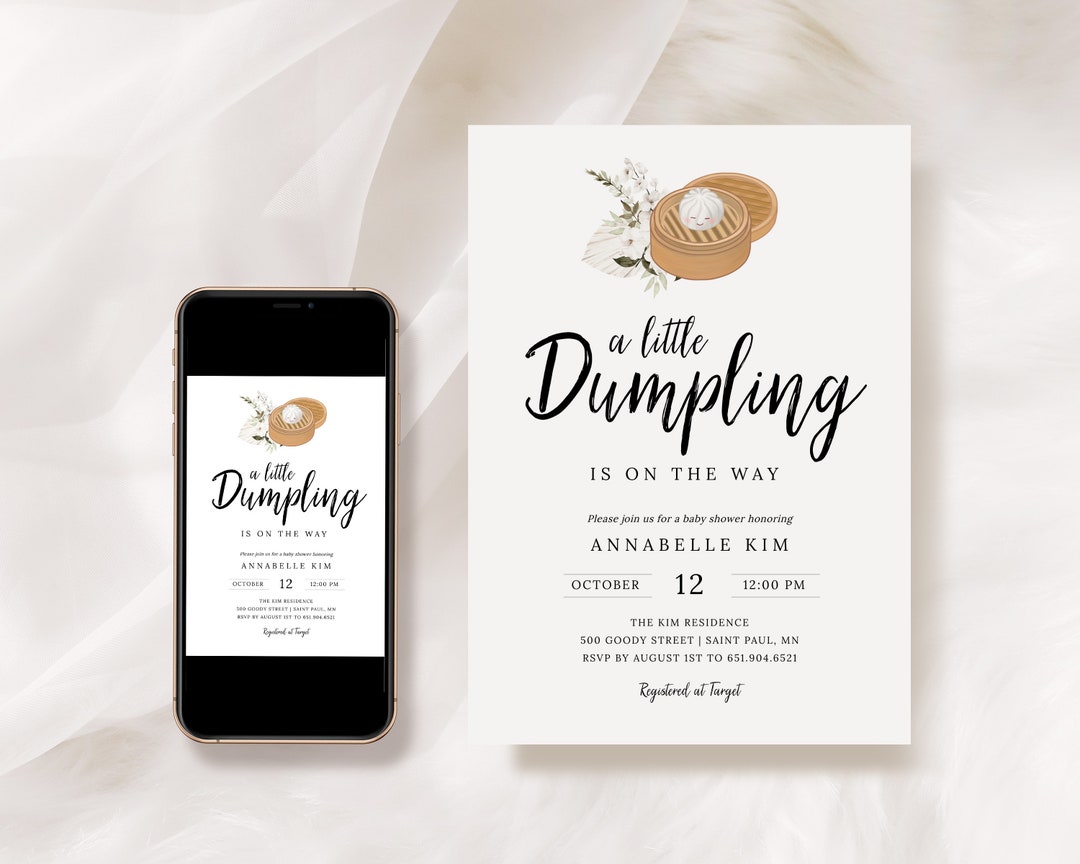 A Little Dumpling Baby Shower Invitation, Dumpling Themed Baby Shower ...