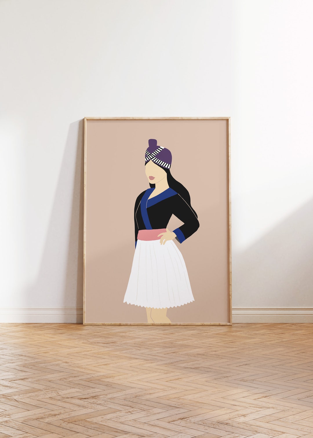 Simple Hmong Girl | Wall Art, Asian Girl Art, Hmong Clothes, Simple ...
