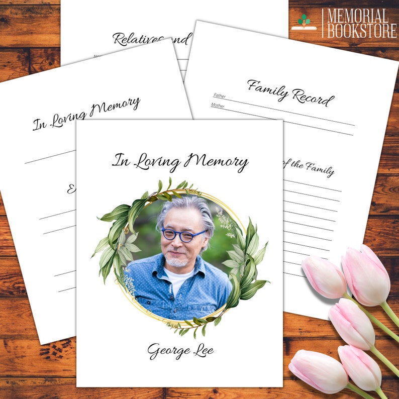 Funeral Guest Book Pages With Personalized Photo, Celebration of Life ...