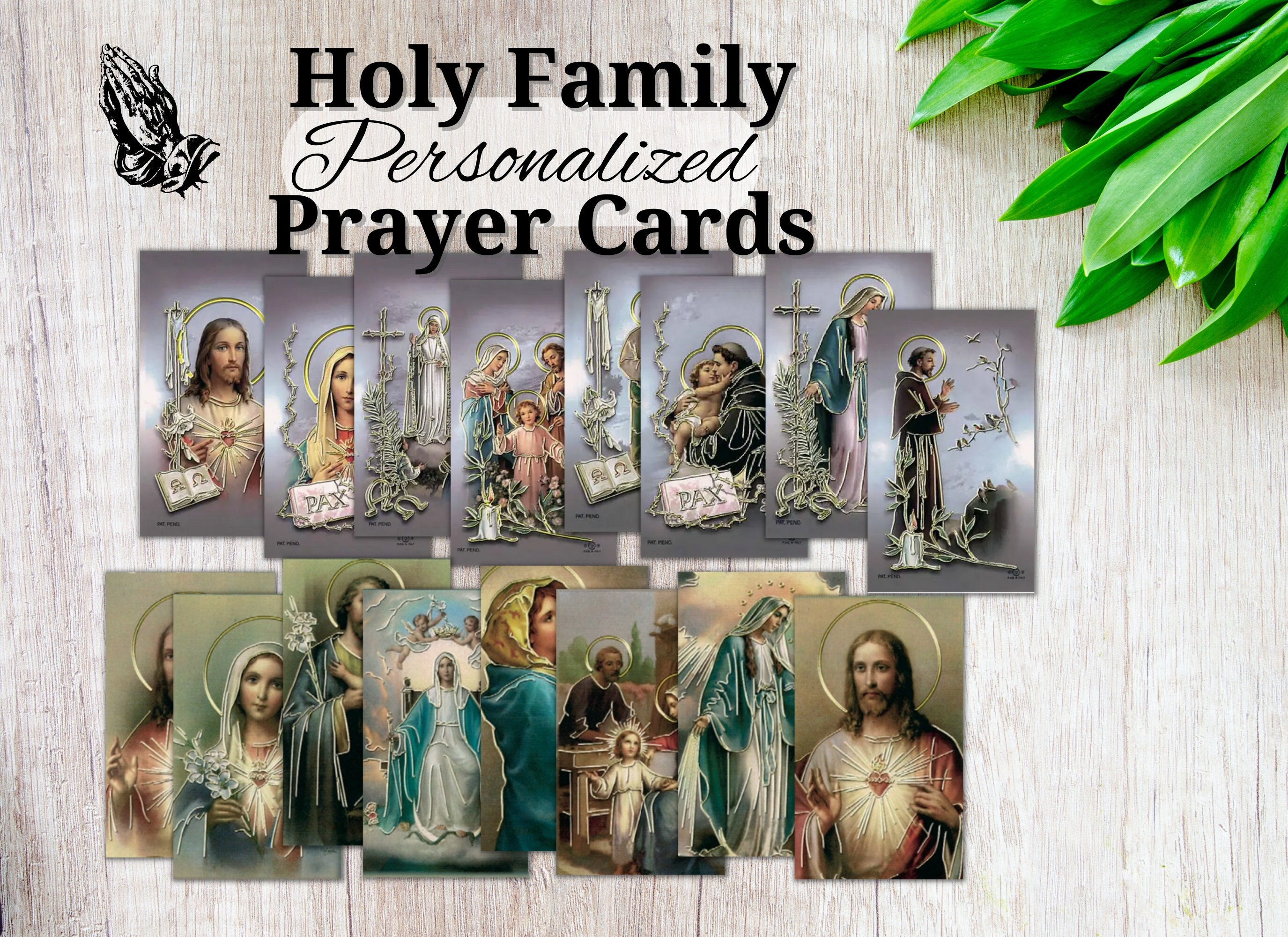 Personalized Holy Family Prayer Cards, Custom Catholic Holy Cards, Gold ...