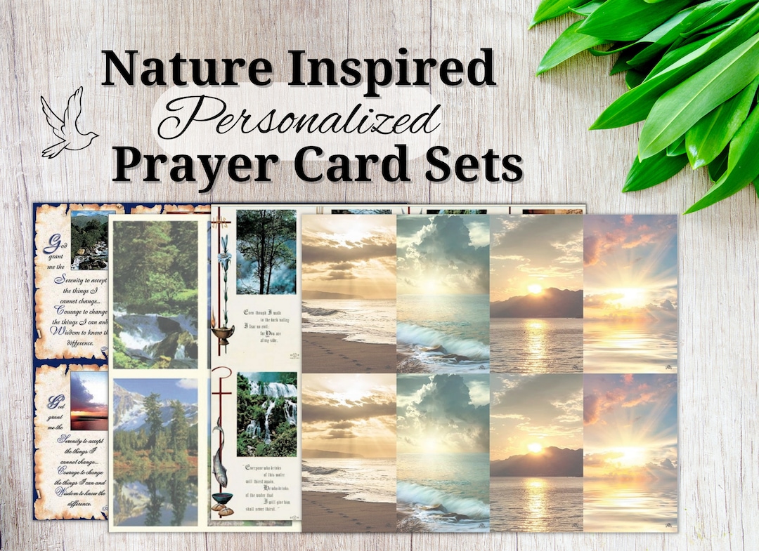 Nature Scenery Personalized Prayer Cards, Custom Traditional, Laminated ...