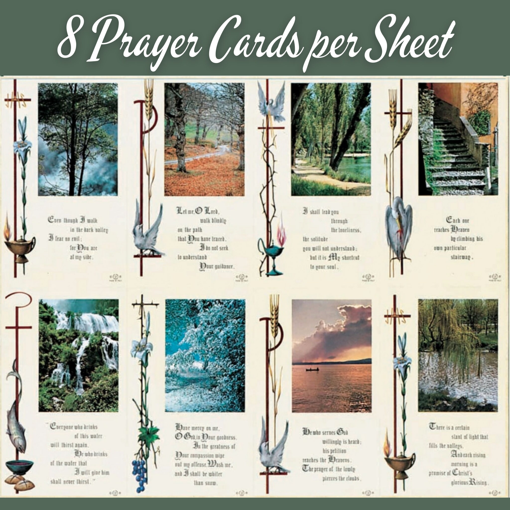 Personalized Celebration of Life Holy Nature Prayer Cards, Laminated ...