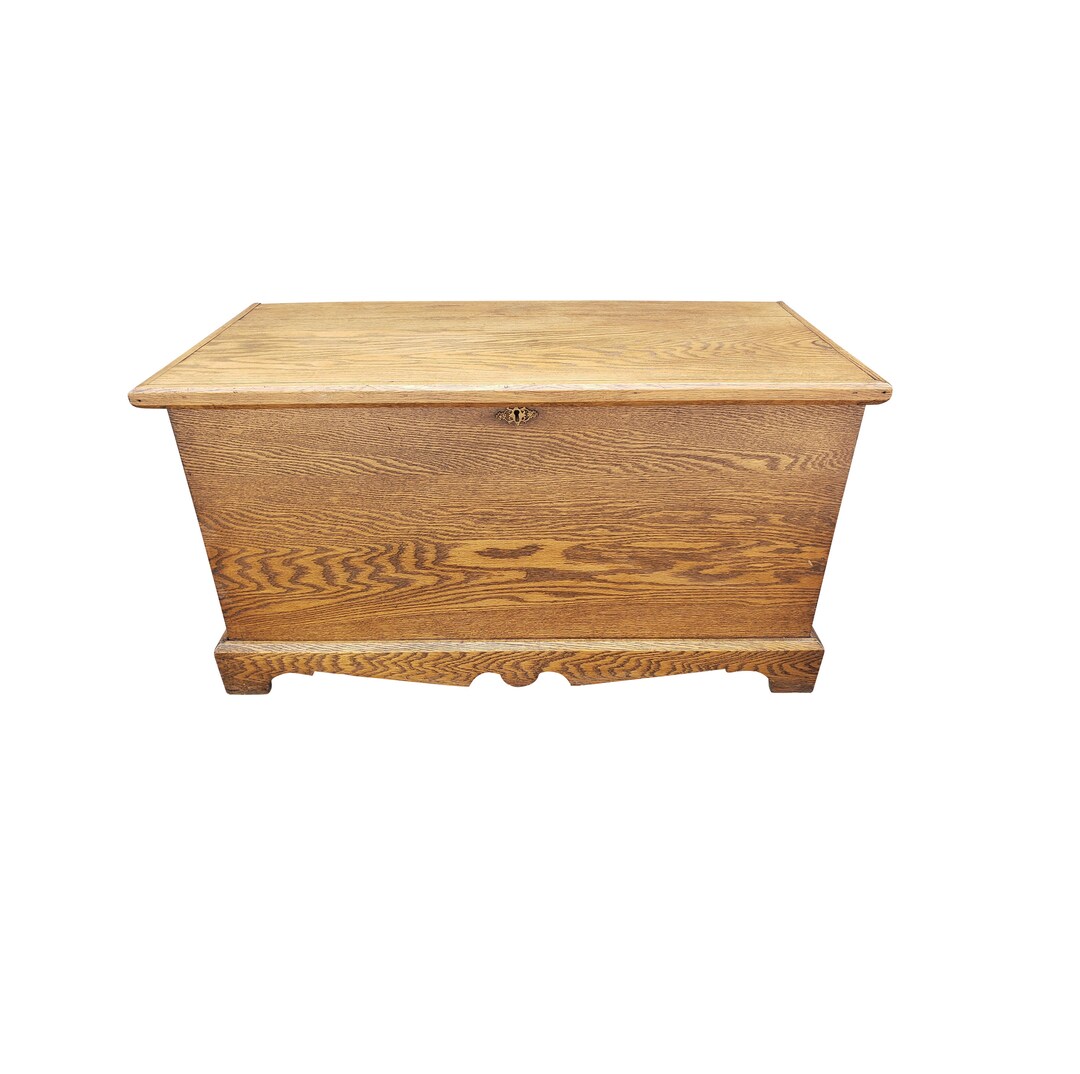 American Classical Mid-century Solid Tiger Oak Blanket Chest - Etsy