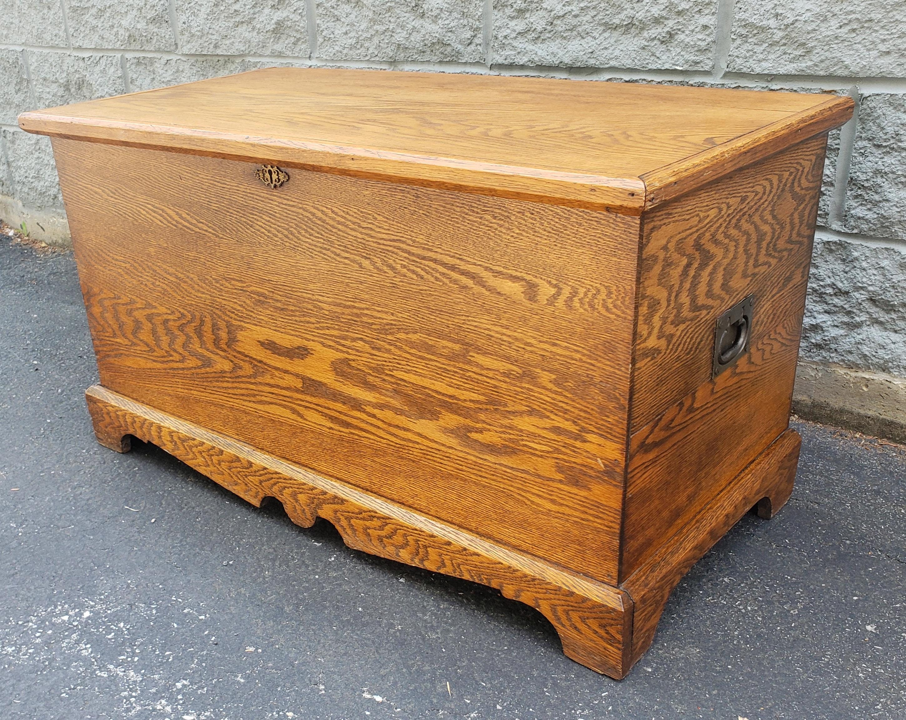 American Classical Mid-century Solid Tiger Oak Blanket Chest - Etsy