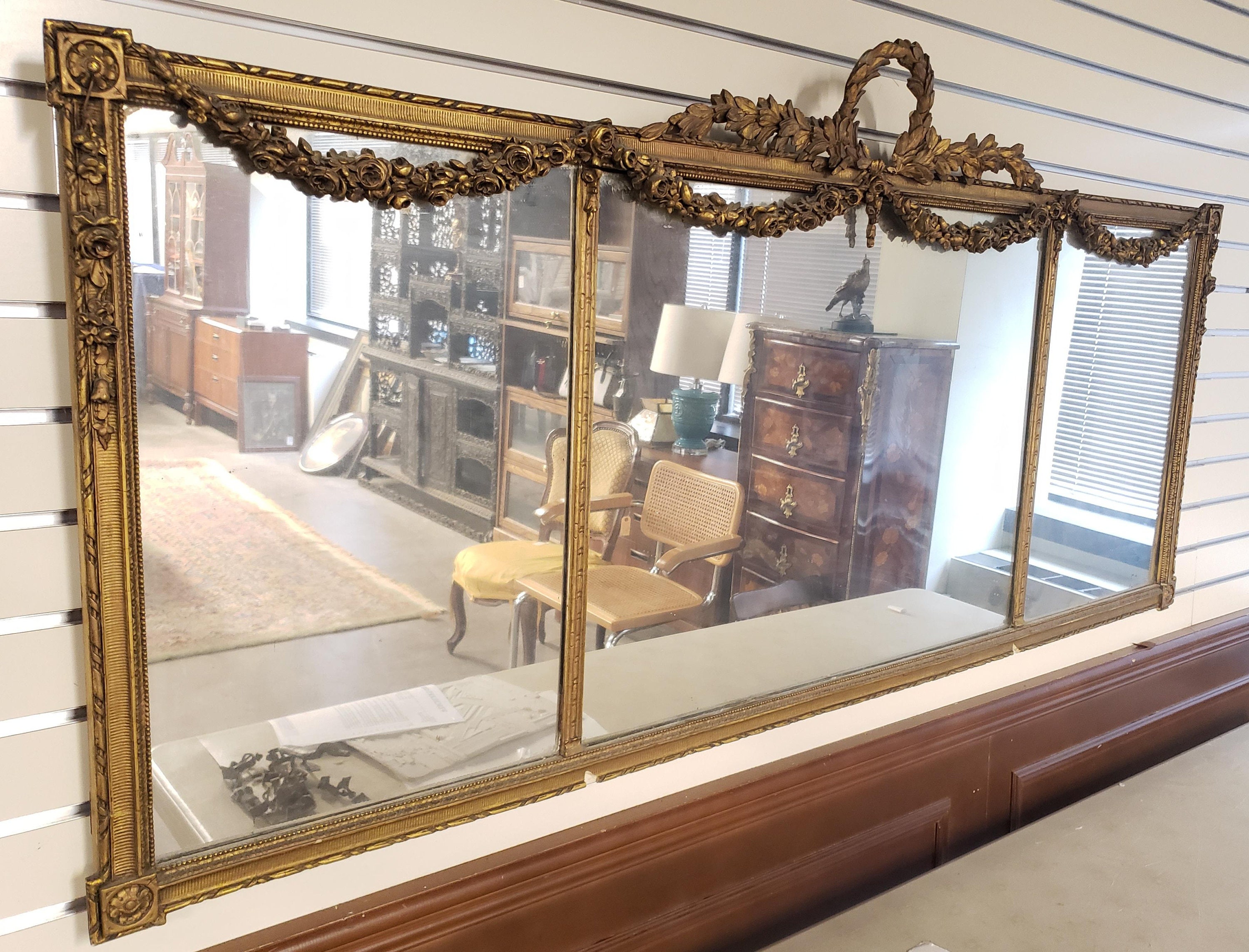 1920s Louis XVI Style Carved Gilt Wood Ornate Three Panel Over-mantle Mirror - Etsy