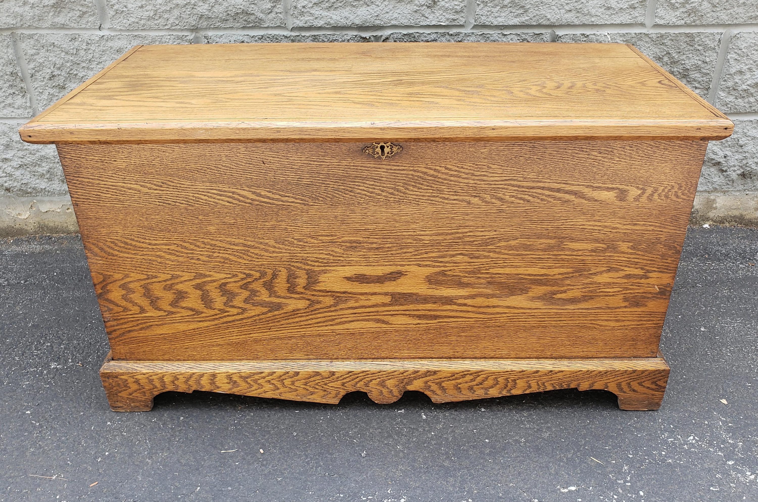 American Classical Mid-century Solid Tiger Oak Blanket Chest - Etsy