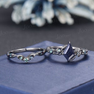 1ct Galaxy Blue Sandstone Alexandrite Nature Inspired Ring Kite Wedding ...