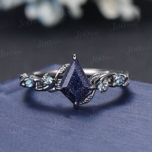 1ct Galaxy Blue Sandstone Alexandrite Nature Inspired Ring Kite Wedding ...