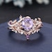 Natural Lavender Amethyst Diamond Ring Set 14K Rose Gold Nature ...