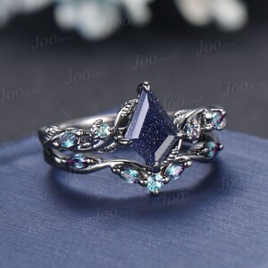 1ct Galaxy Blue Sandstone Alexandrite Nature Inspired Ring Kite Wedding ...