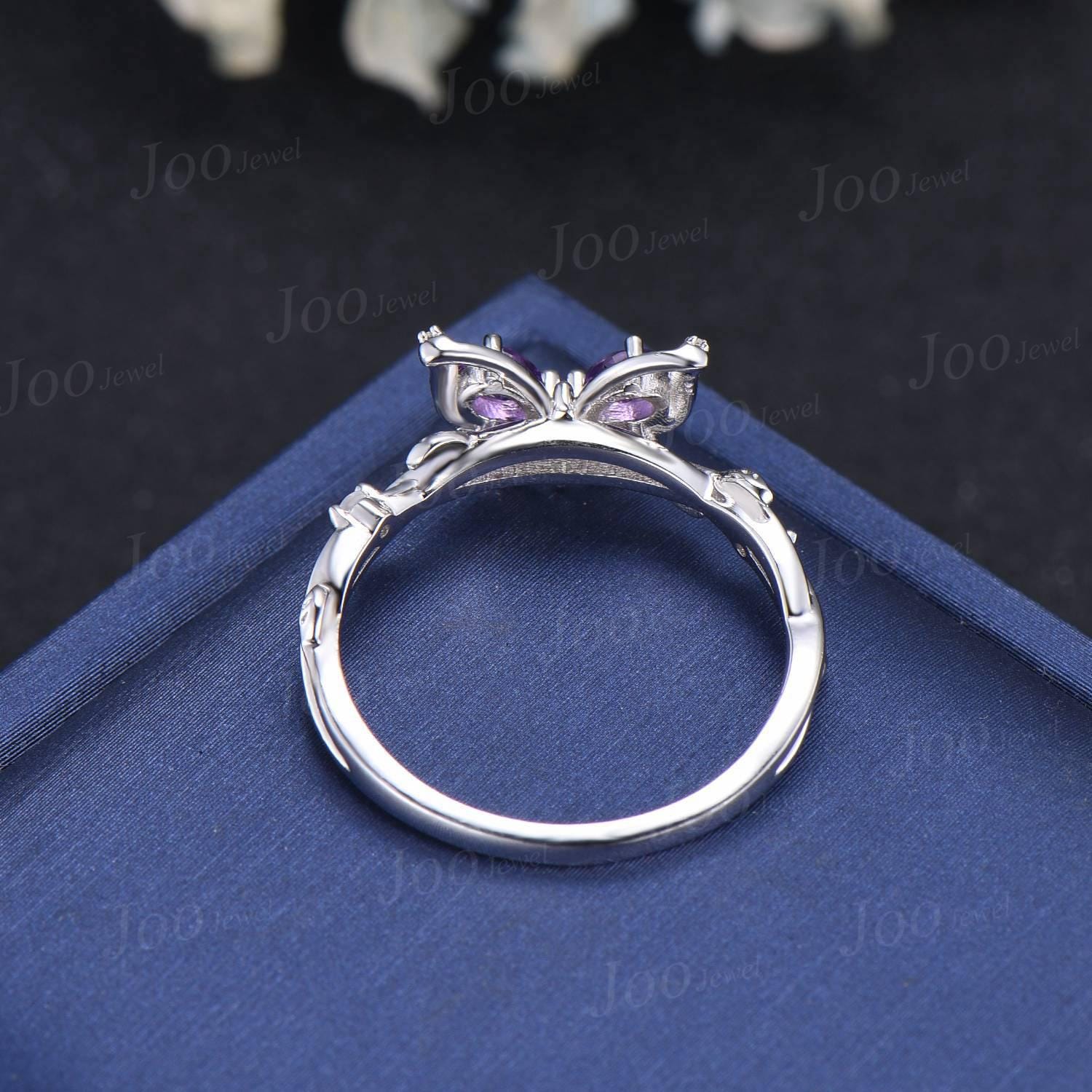 Nature Inspired Butterfly Promise Ring Pear Natural Amethyst Ring ...