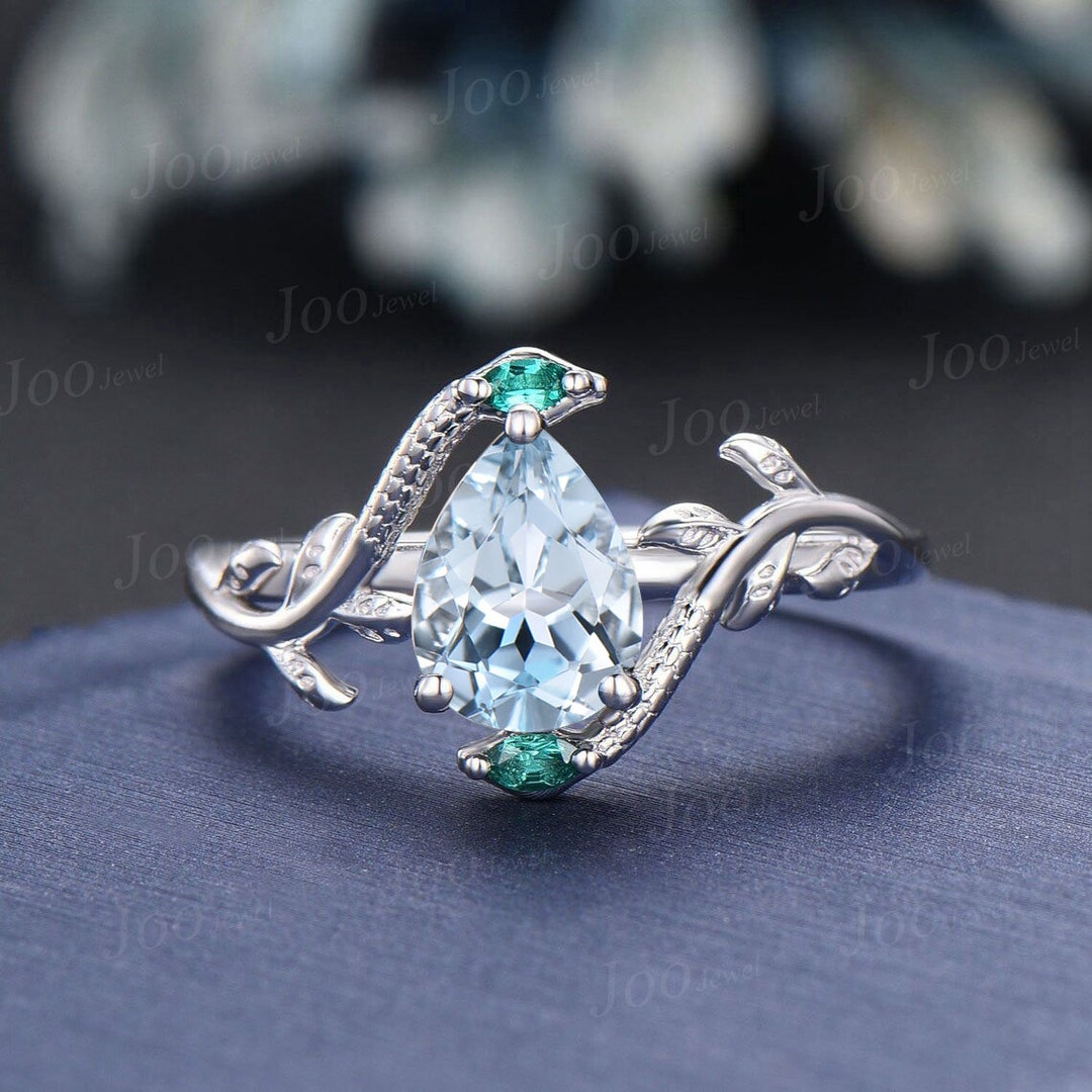 Unique Snake Engagement Ring Vintage 14K White Gold Nature Inspired ...