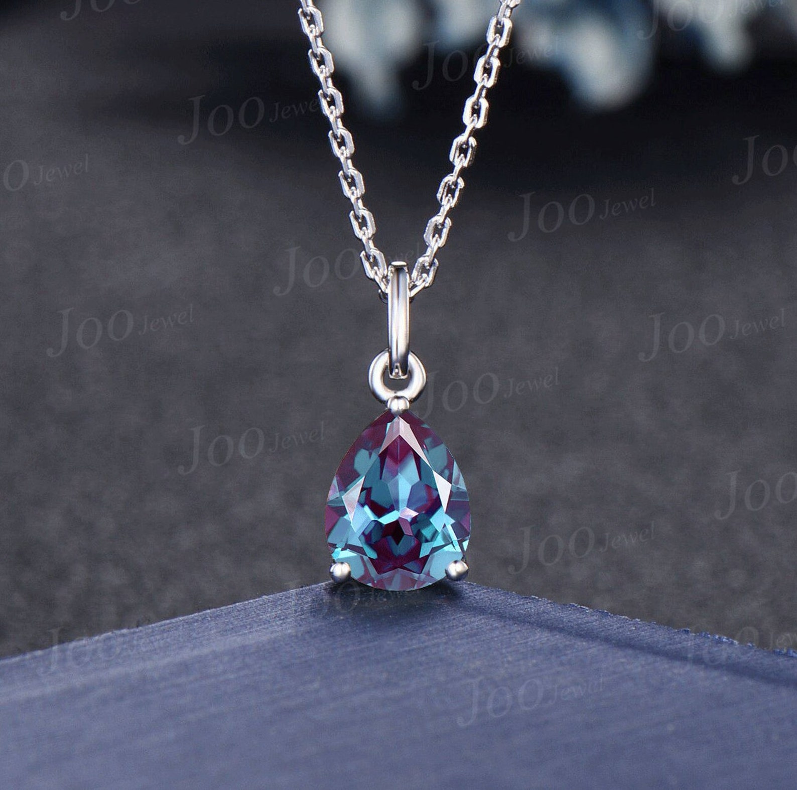 Teardrop Cut Color-change Alexandrite Necklace Silver/solid 14k/18k ...