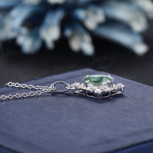 Nature Inspired Natural Green Moss Agate Pendant Necklace 14K Solid ...