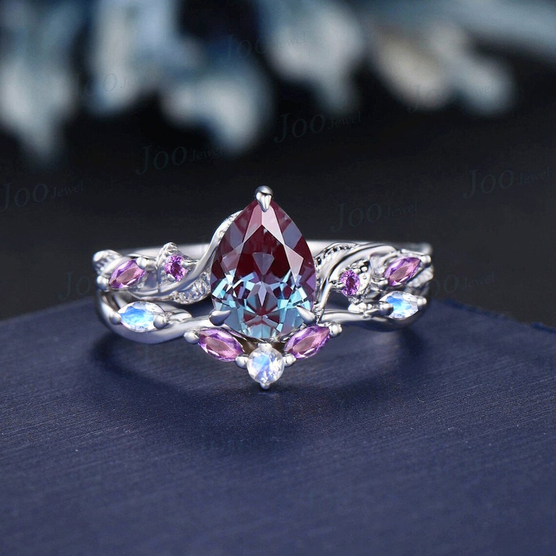 Nature Inspired Color-change Alexandrite Amethyst Bridal Set Twig Vine ...