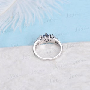 Unique Moon Star Engagement Rings Starry Sky Blue Sandstone Ring Sterling Silver Moonstone ...