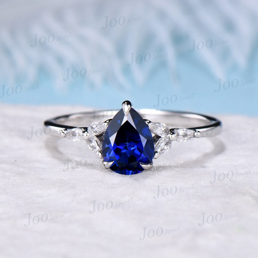 Sterling Silver Blue Sapphire Engagement Rings 1.25ct Vintage Blue ...
