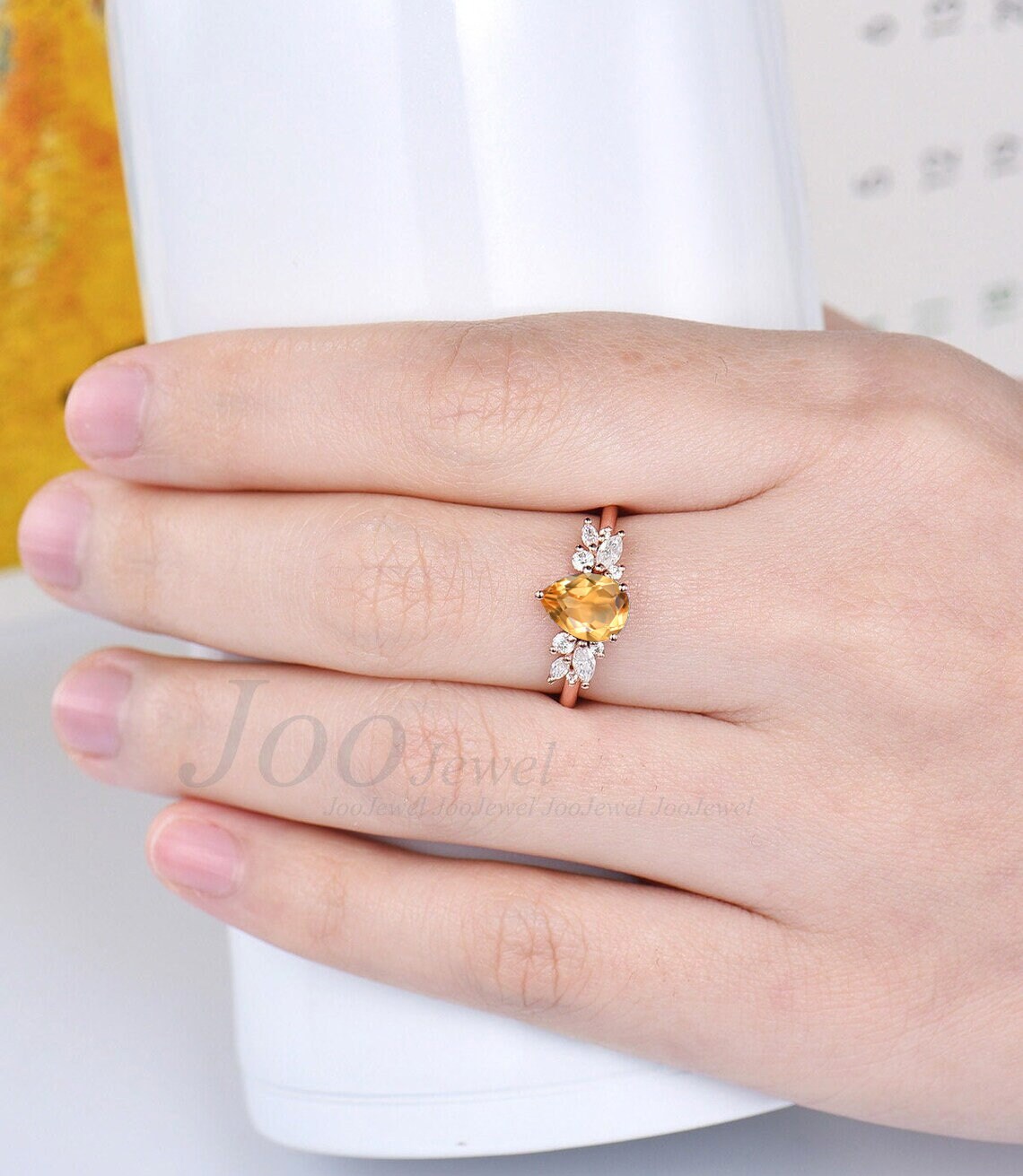 Natural Citrine Ring 1.25ct Pear Shaped Citrine Wedding Ring - Etsy