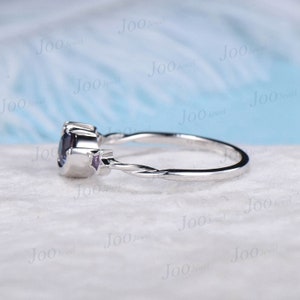 5mm Round Galaxy Blue Sandstone Engagement Ring Starry Sky Moon Star ...