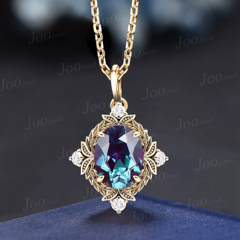 Nature Inspired Color-change Alexandrite Pendant Necklace 14K - Etsy