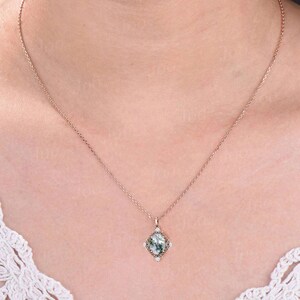 Nature Inspired Natural Green Moss Agate Pendant Necklace 14K Solid ...