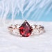 Nature Inspired Twist Ruby Ring Set Rose Gold 1ct Hexagon Branch Red ...