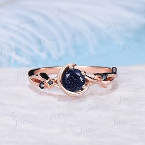 5mm Round Galaxy Blue Sandstone Ring Starry Sky Moon Star Cluster ...
