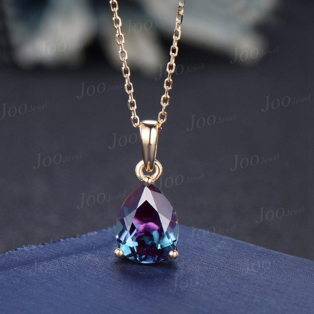Teardrop Cut Color-change Alexandrite Necklace Silver/solid 14k/18k ...