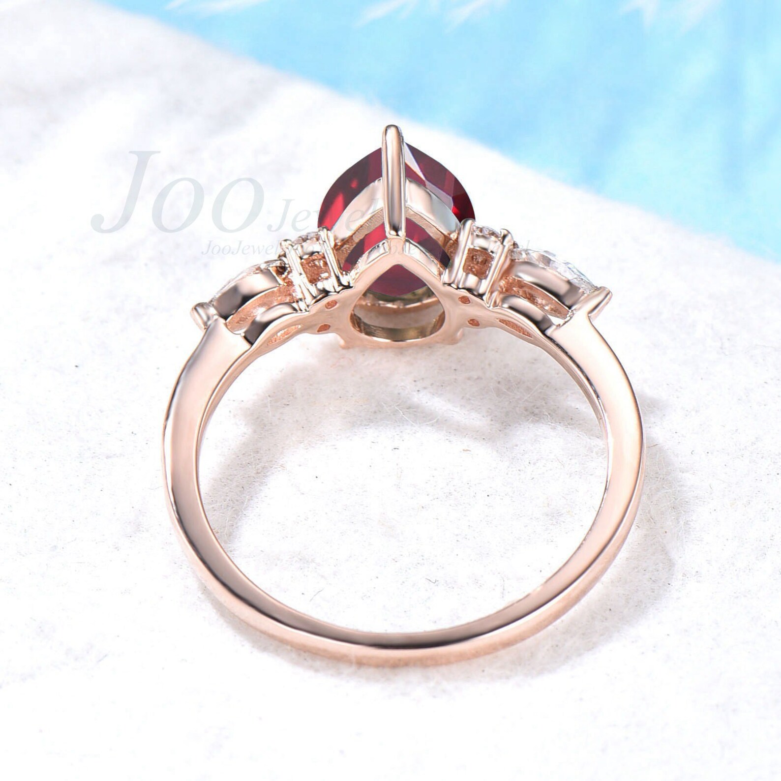 Vintage Pear Shaped Ruby Engagement Ring Sterling Silver | Etsy