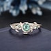 Nature Inspired Green Sapphire Ring Moon Star Design Vintage 1ct Round ...