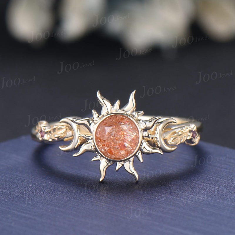Sunstone Wedding Ring - Etsy