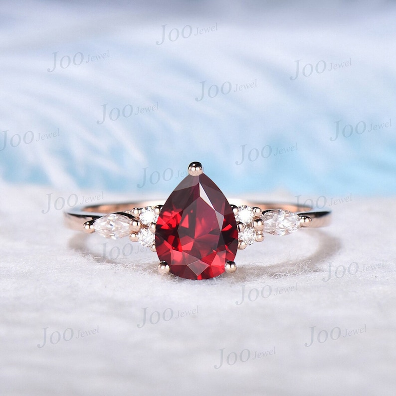 Vintage Pear Shaped Ruby Engagement Ring Sterling Silver - Etsy