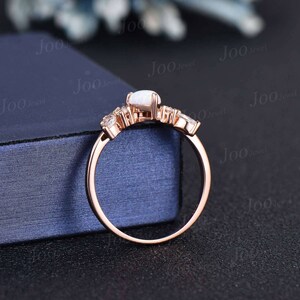 Pear Cut White Opal Ring Angel Wing Design Moissanite Opal Cluster ...