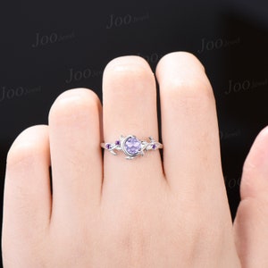 Moon Star Round Natural Lavender Amethyst Promise Ring White Gold ...